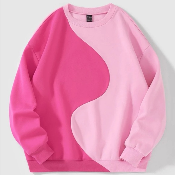 SHEIN | Sweaters | Pink Color Block Sweater | Poshmark